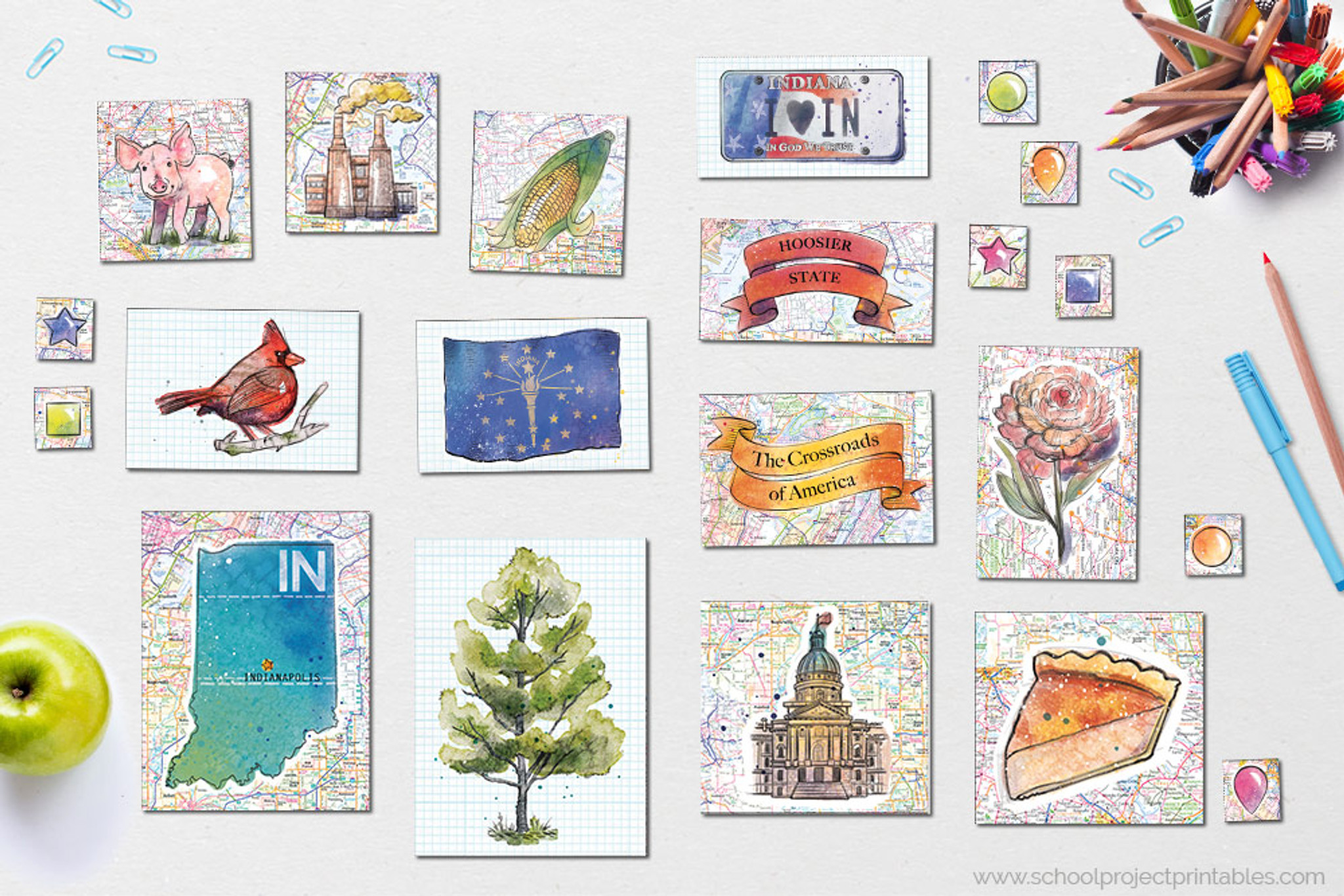 Indiana State Report Display Board Poster Project Kit - School Project ...