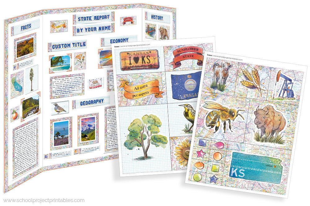 Kansas State Report Display Board Poster Project Kit - School Project ...