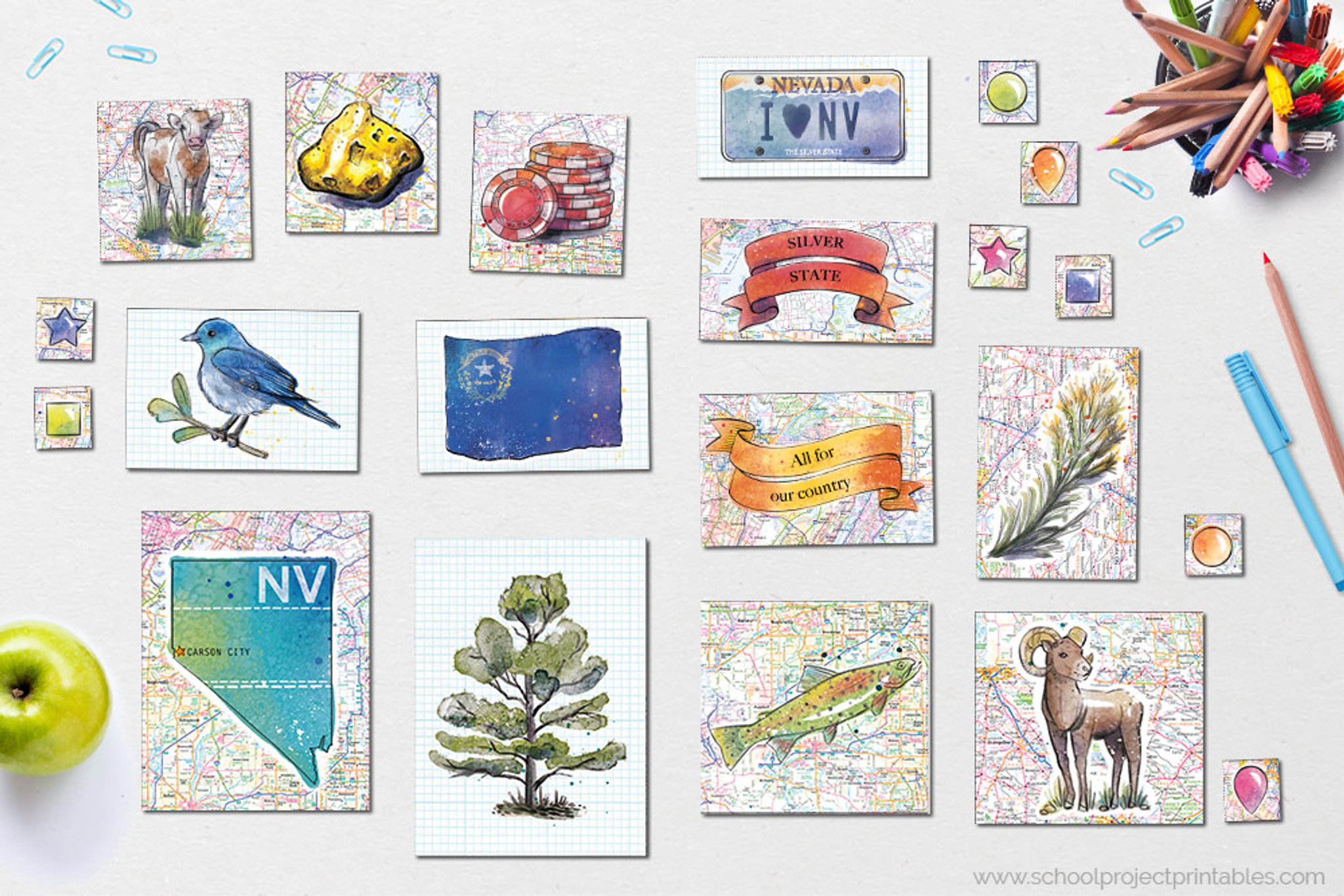 Nevada State Report Display Board Poster Project Kit - School Project ...