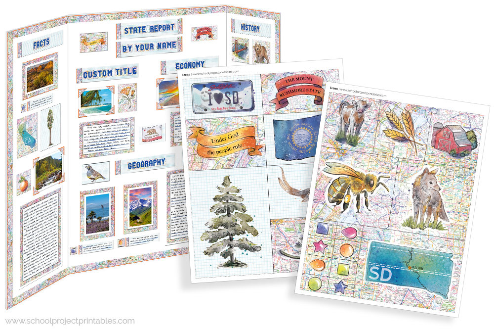South Dakota State Report Display Board Poster Project Kit - School ...
