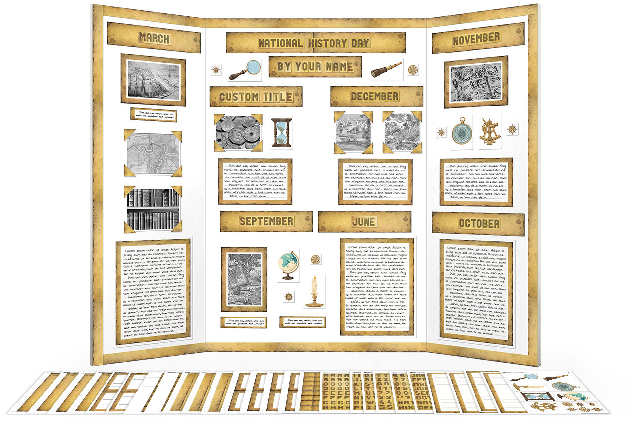 History Fair - Old Burnt Paper Themed Display Board Poster Project Kit ...
