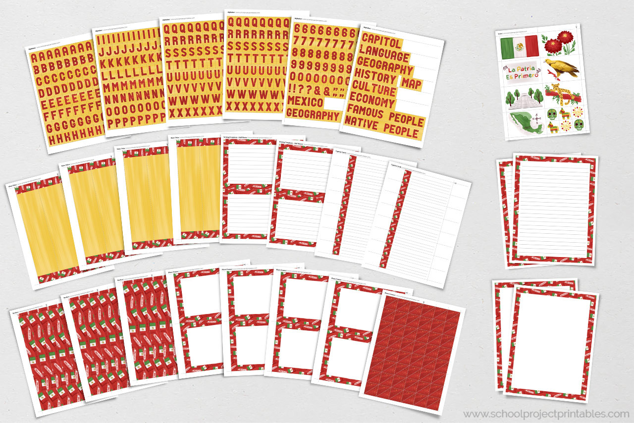 Mexico Display Board Poster Project Kit - School Project Printables