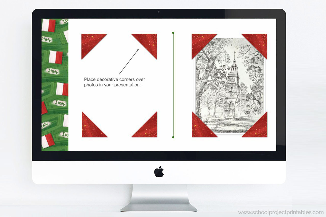 Italy PowerPoint Template Theme - School Project Printables