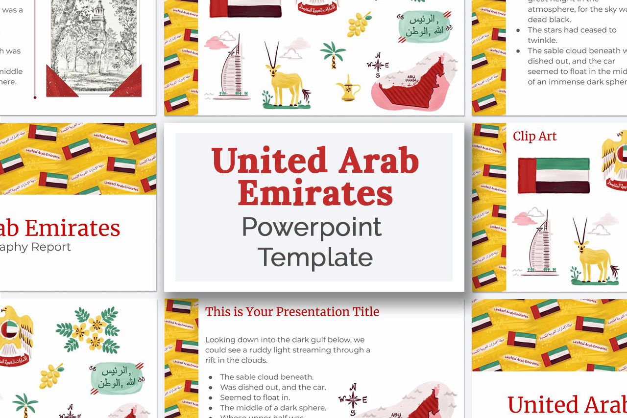 United Arab Emirates PowerPoint Template Theme - School Project Printables