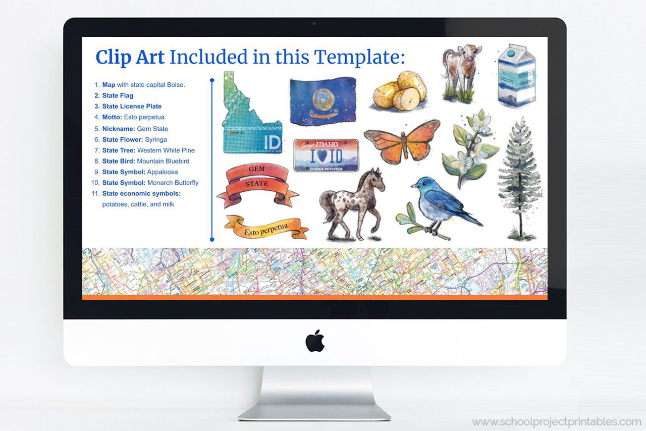 Idaho State PowerPoint Template Theme - School Project Printables