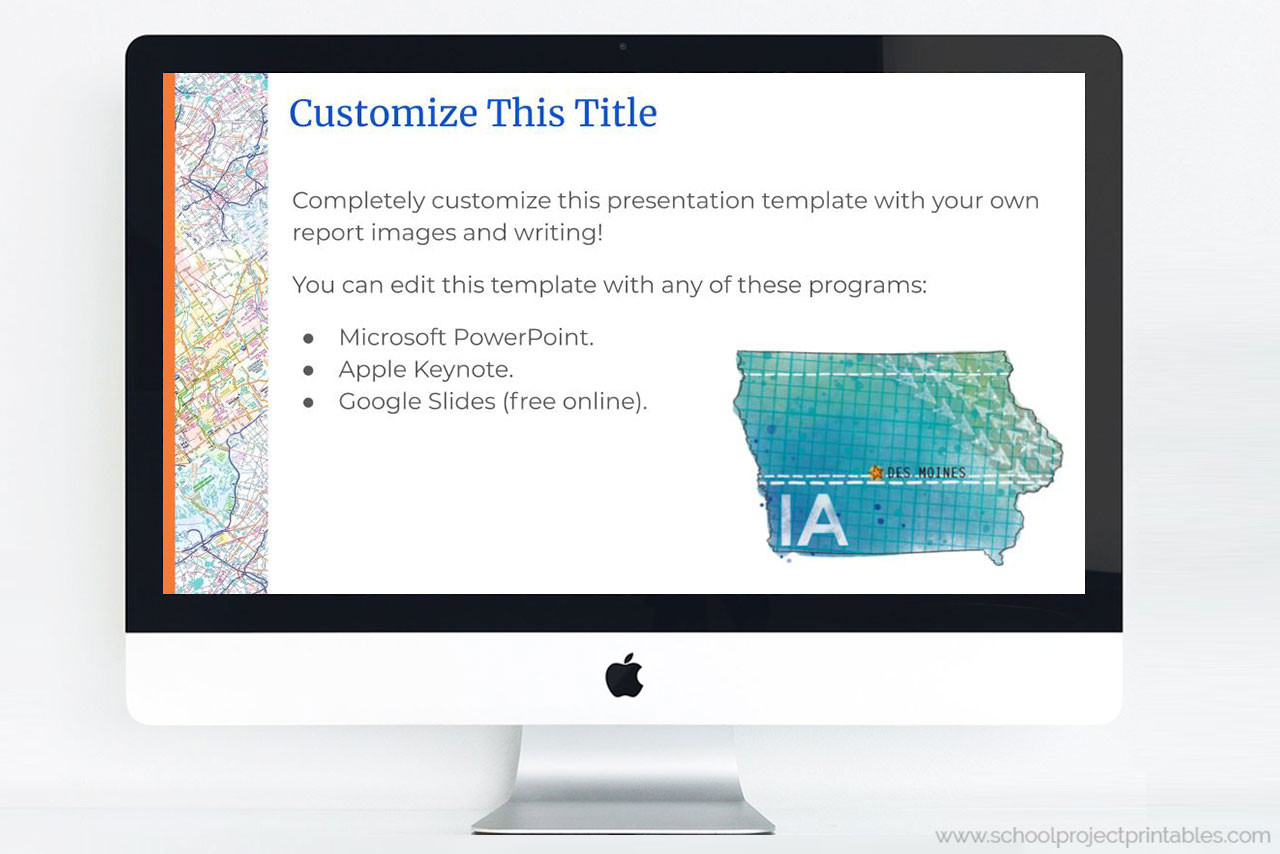 Iowa State PowerPoint Template Theme - School Project Printables
