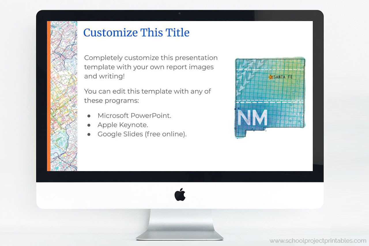 New Mexico State PowerPoint Template Theme - School Project Printables