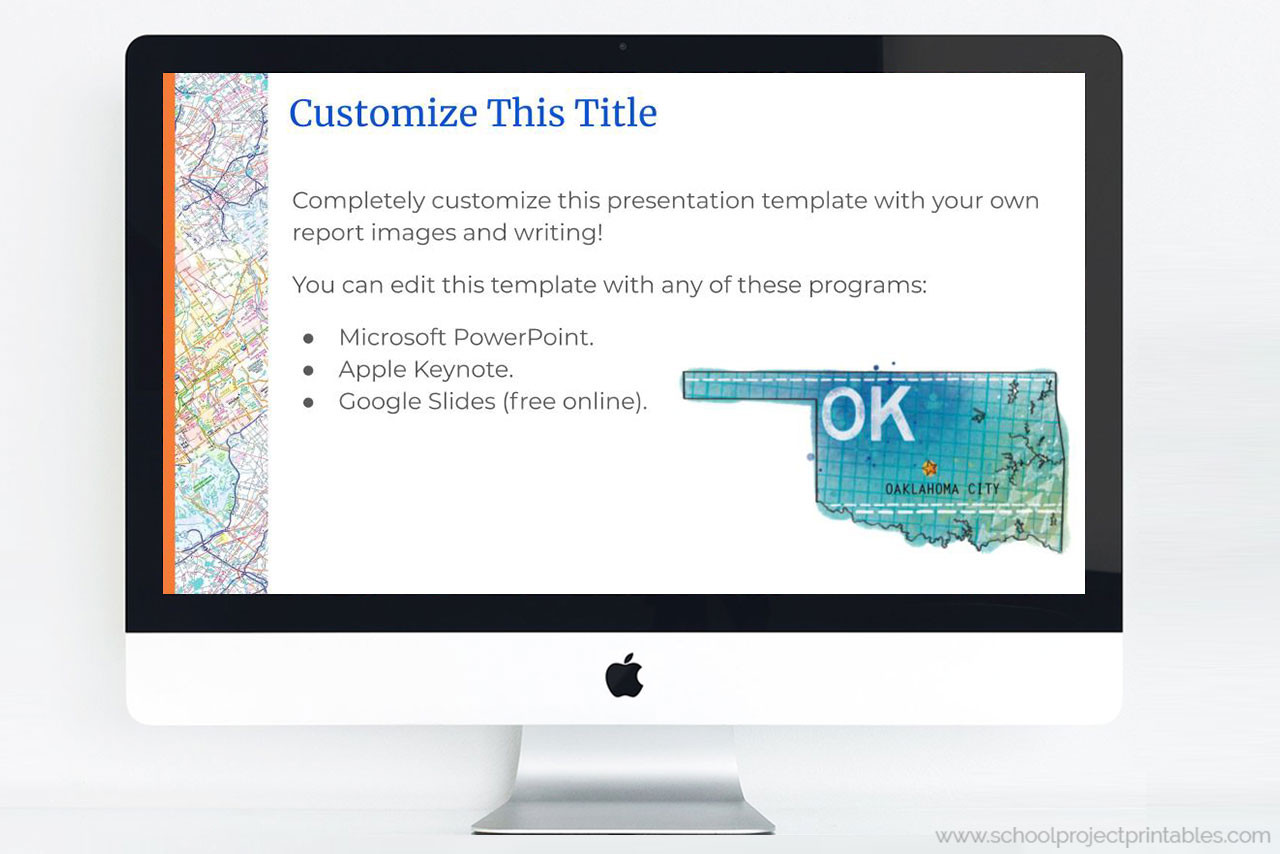 Oklahoma State PowerPoint Template Theme - School Project Printables