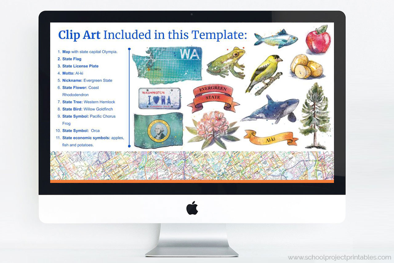 Washington State PowerPoint Template Theme - School Project Printables
