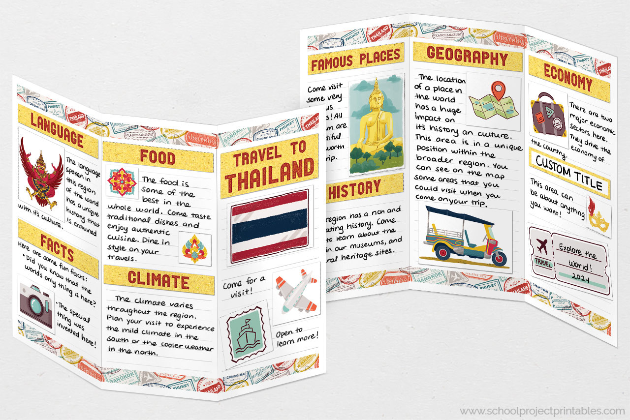 Thailand Brochure Project Kit - School Project Printables
