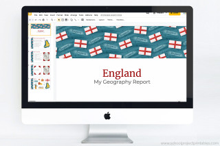 England PowerPoint Template Theme - School Project Printables