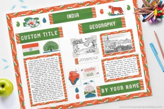 India Display Board Poster Project Kit - School Project Printables