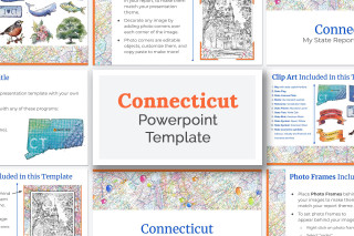 Connecticut State PowerPoint Template Theme - School Project Printables