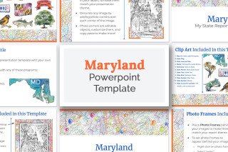 Maryland State PowerPoint Template Theme - School Project Printables