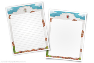 California Missions Writing Template - Paper with Adobe Mission Border ...