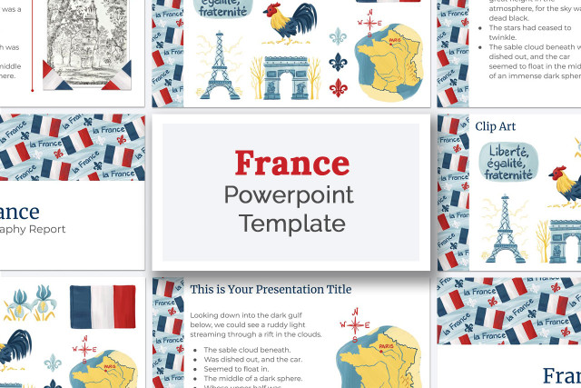 France PowerPoint Template Theme - School Project Printables