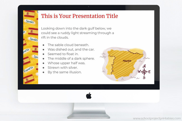 Spain PowerPoint Template Theme - School Project Printables