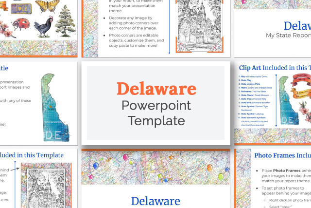 Delaware State PowerPoint Template Theme - School Project Printables