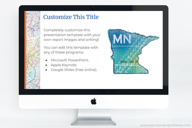 Minnesota State PowerPoint Template Theme - School Project Printables