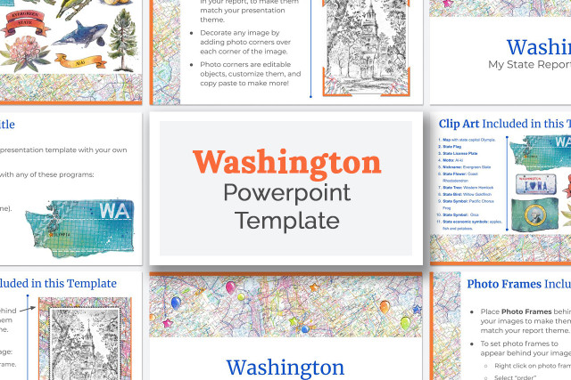 Washington State PowerPoint Template Theme - School Project Printables