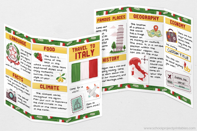 Italy Brochure Project Kit - School Project Printables