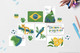 Brazil Clip Art Icon Symbols Set - School Project Printables
