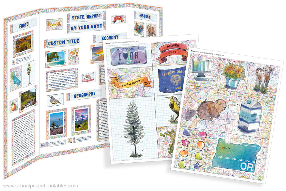 Oregon State Report Display Board Poster Project Kit - School Project ...