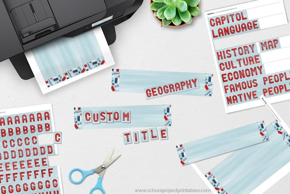 France Display Board Poster Project Kit - School Project Printables