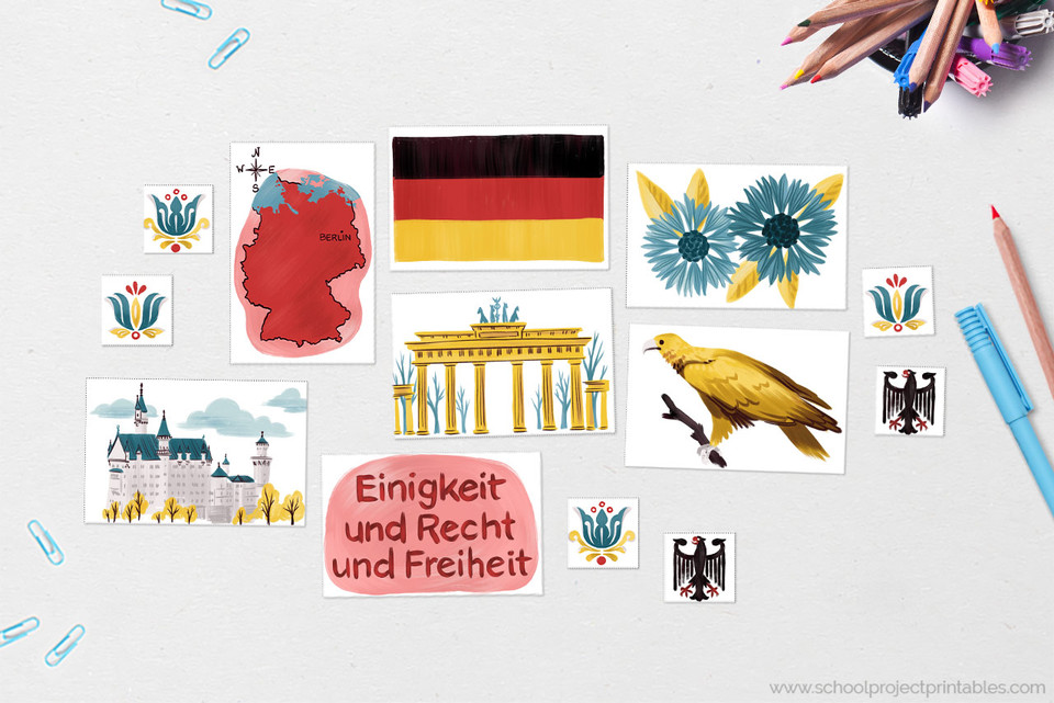 Germany Display Board Poster Project Kit - School Project Printables