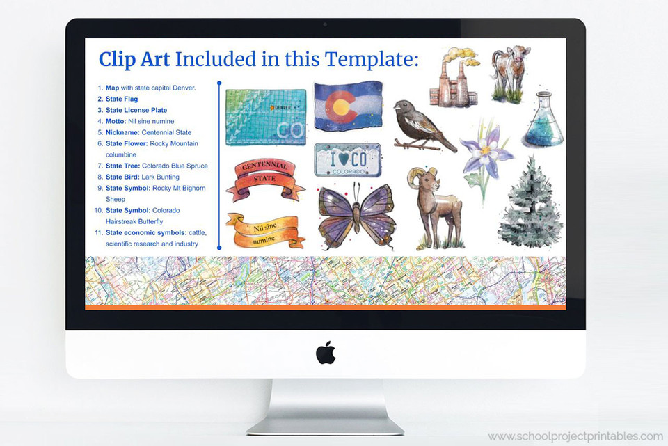 Colorado State PowerPoint Template Theme - School Project Printables