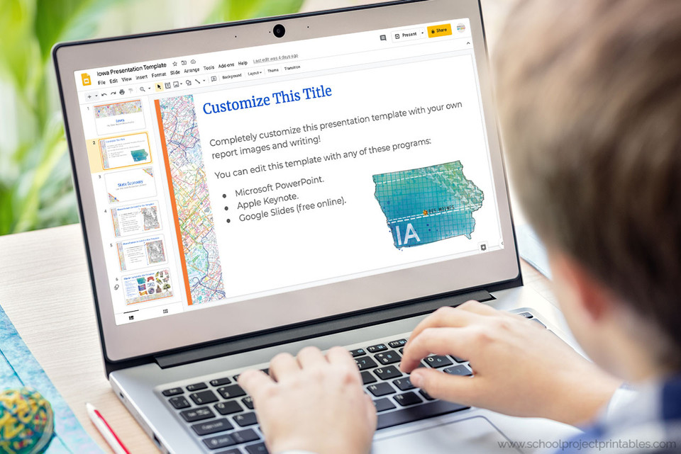 Iowa State PowerPoint Template Theme - School Project Printables