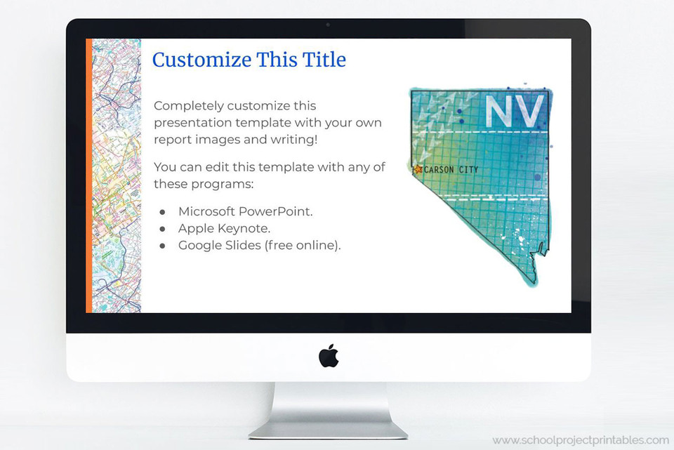 Nevada State PowerPoint Template Theme - School Project Printables