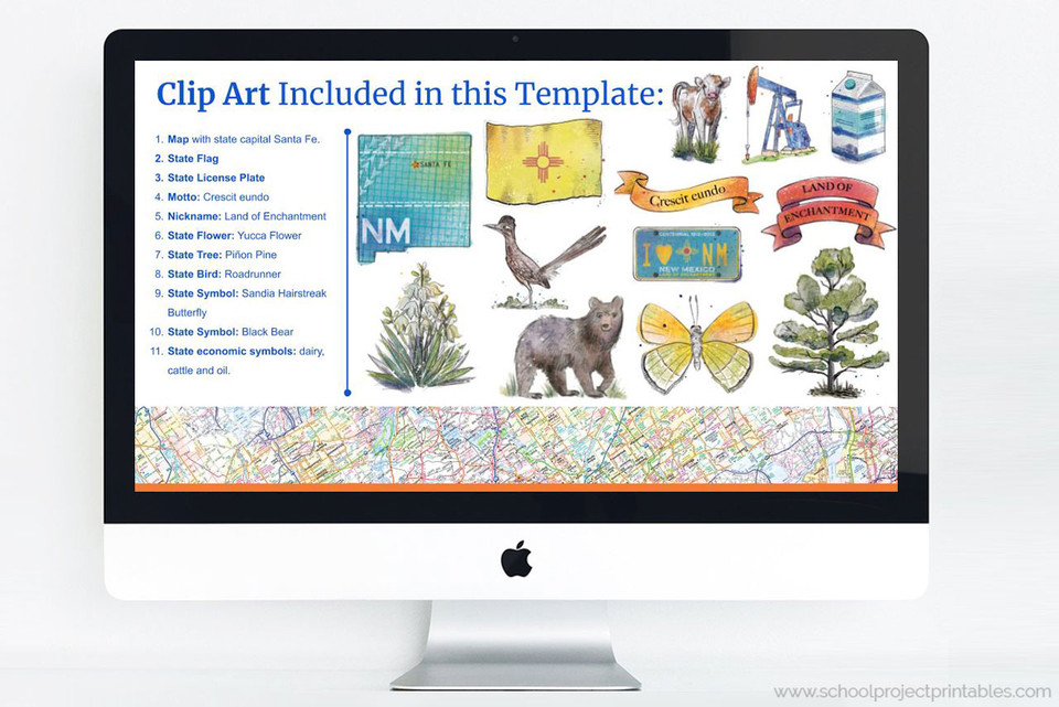 New Mexico State PowerPoint Template Theme - School Project Printables