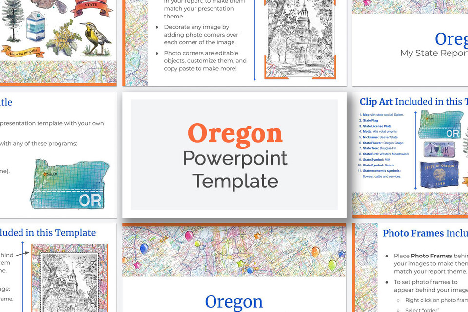Oregon State PowerPoint Template Theme - School Project Printables