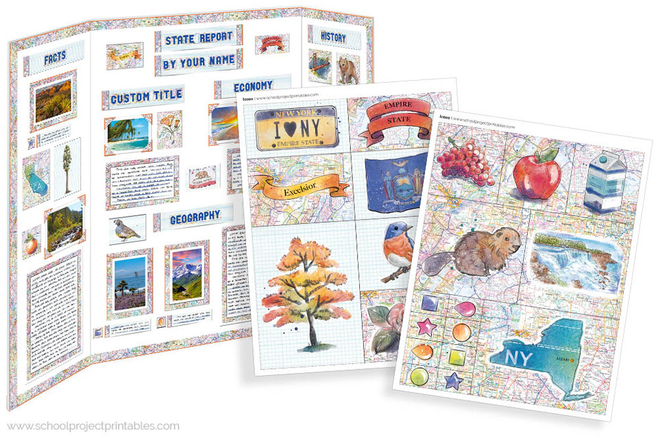 New York State Report Display Board Poster Project Kit - School Project ...