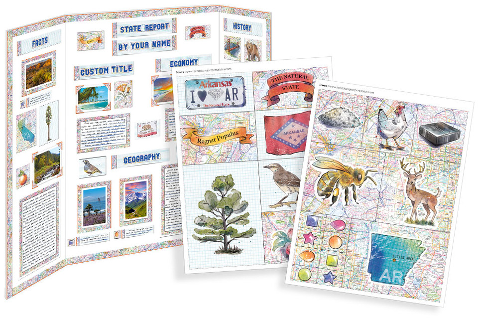 Arkansas State Report Display Board Poster Project Kit - School Project ...