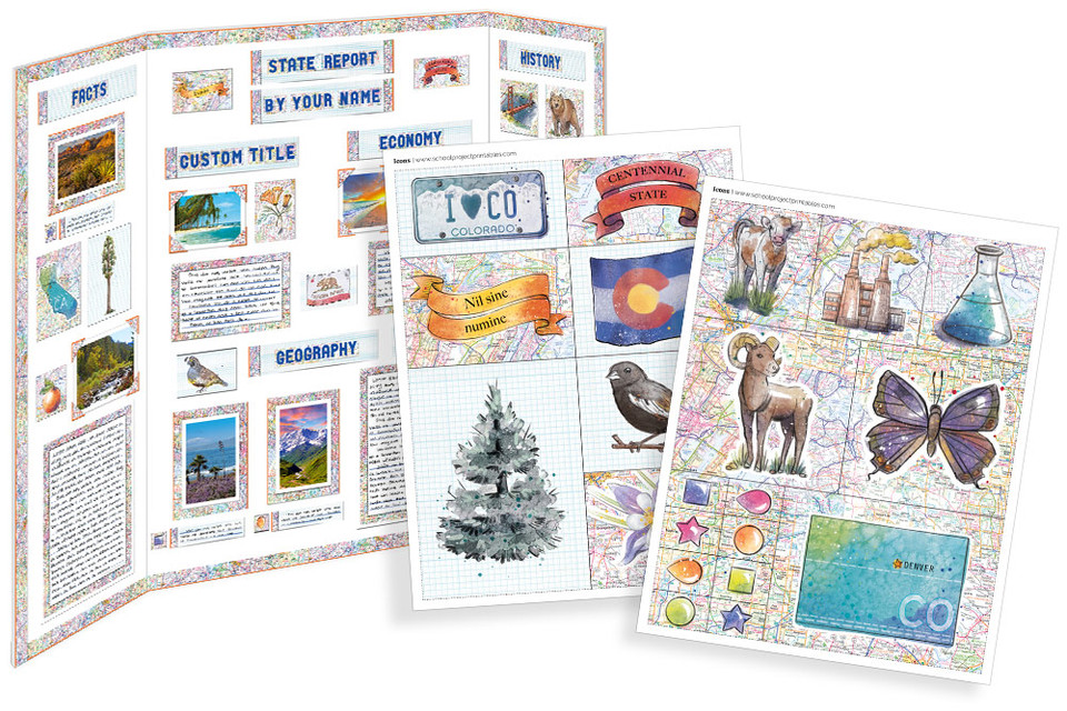 Colorado State Report Display Board Poster Project Kit - School Project ...