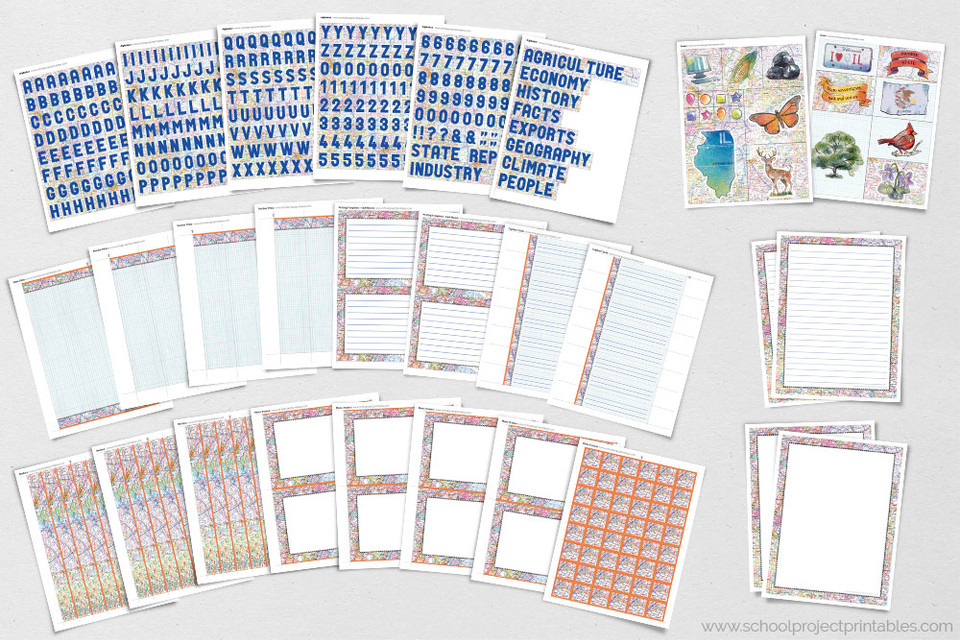 Illinois State Report Display Board Poster Project Kit - School Project ...