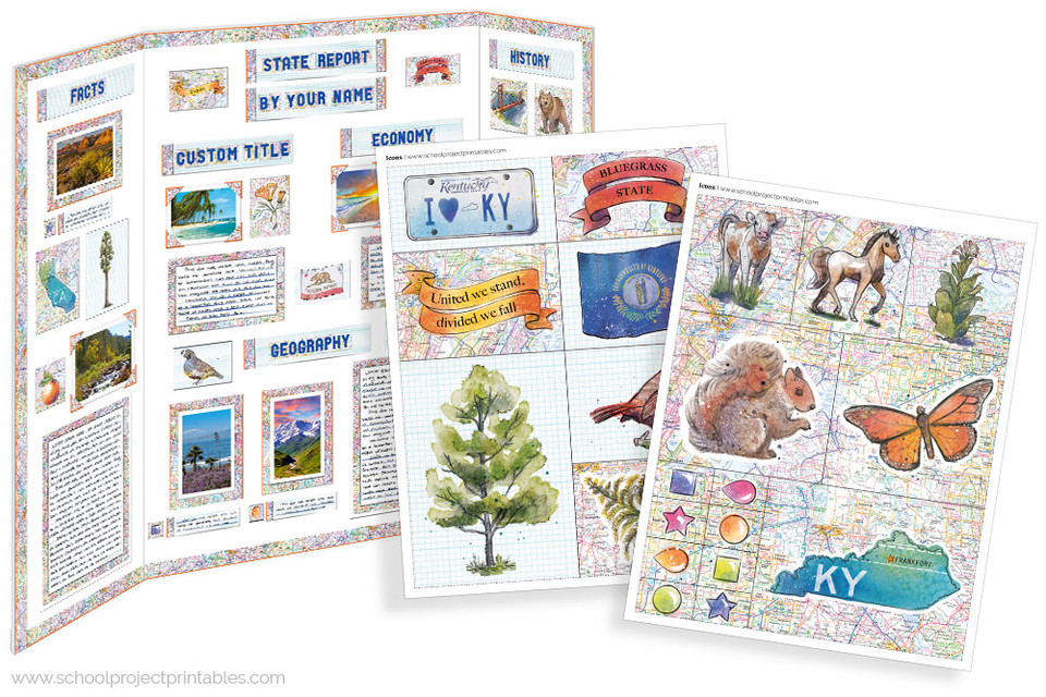 Kentucky State Report Display Board Poster Project Kit - School Project ...