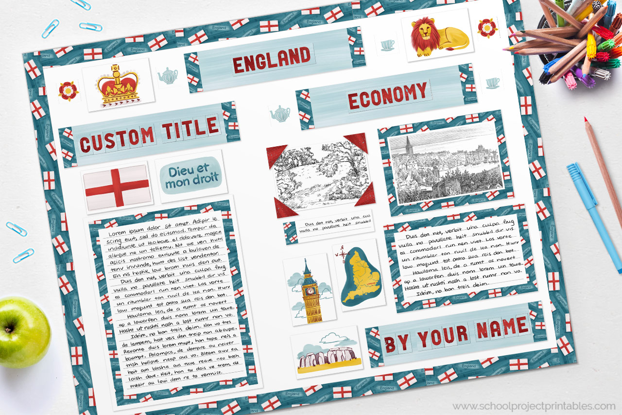 England Project - Display Poster Tutorial - School Project Printables