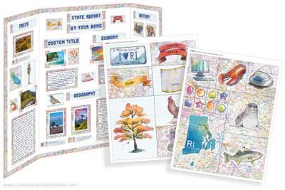 Rhode Island State Report Display Board Poster Project Kit - School ...