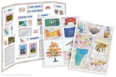 Vermont State Report Display Board Poster Project Kit - School Project ...