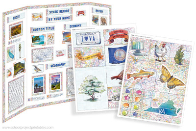 Virginia State Report Display Board Poster Project Kit - School Project ...