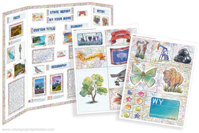 Wyoming State Report Display Board Poster Project Kit - School Project ...