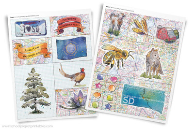 South Dakota State Report Clip Art Icon Symbols Set - School Project ...