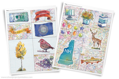 New Hampshire State Report Clip Art Icon Symbols Set - School Project ...