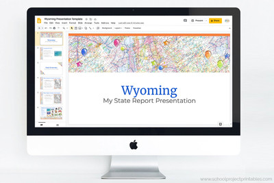 Wyoming State PowerPoint Template Theme - School Project Printables