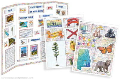 Alabama State Report Display Board Poster Project Kit - School Project ...