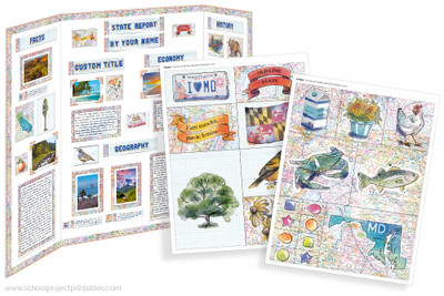 Maryland State Report Display Board Poster Project Kit - School Project ...