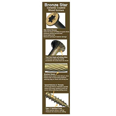 Big Timber 5BTX10212: 10x2-1/2 Bronze Star Flat Head Screws